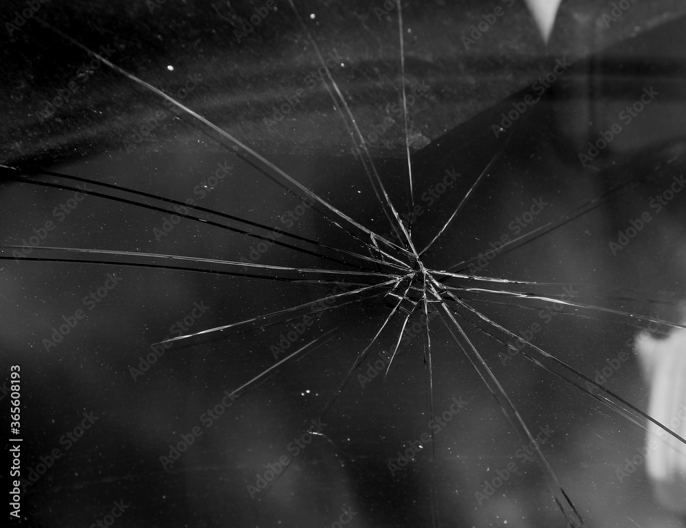 Terrible dangerous car after a fatal accident. Broken windshield. A ...