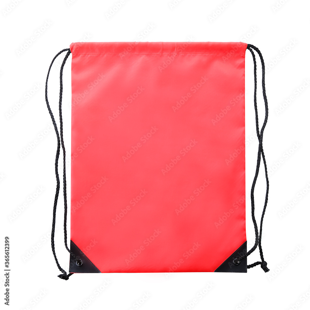Lush lava red drawstring bag with string at both side. polyester ...