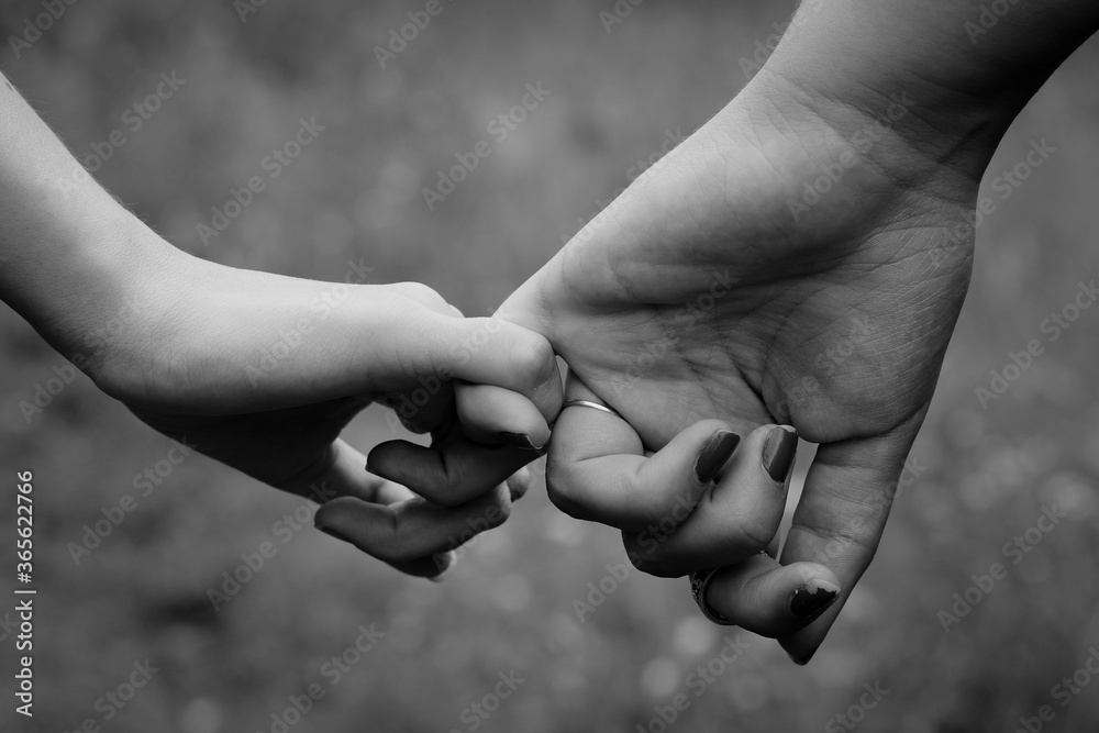 two girls hold hands as a sign of friendship Stock Photo | Adobe Stock