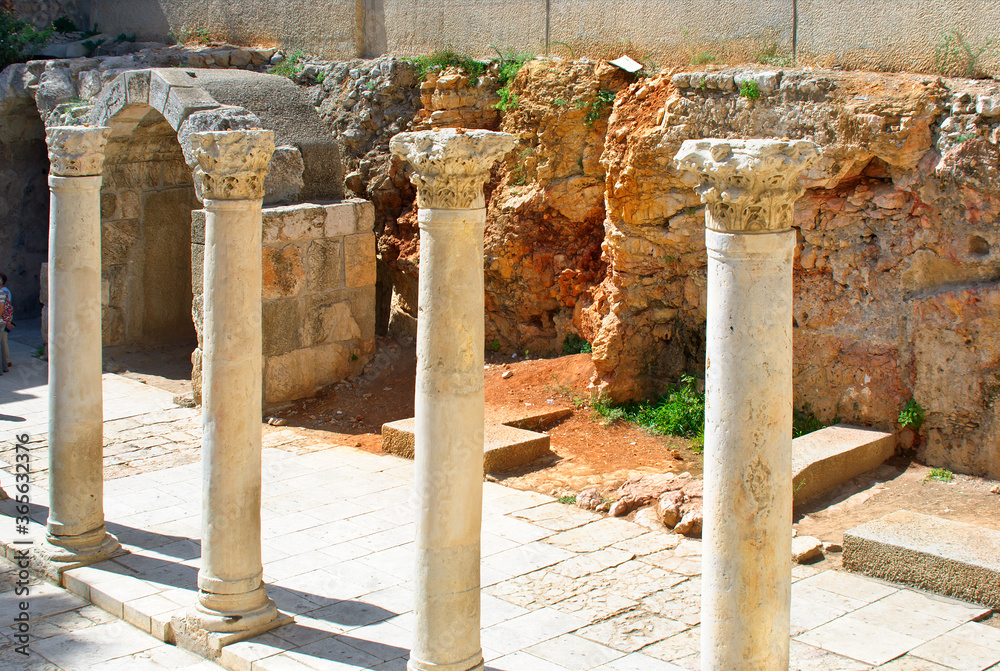 Israel. Jerusalem. Old town. The Jerusalem pillars (the remains of a ...