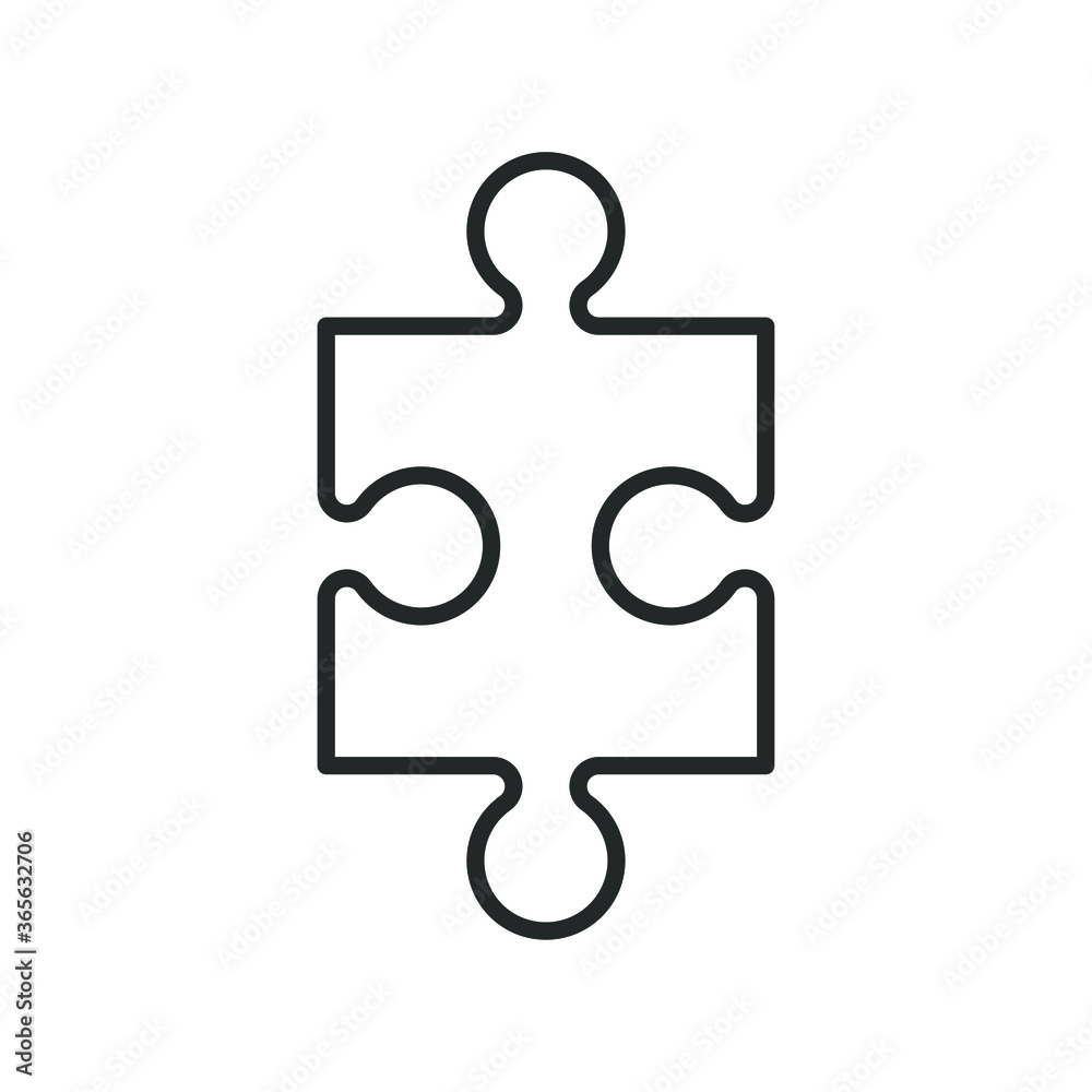 Jigsaw puzzle piece flat icon symbol. Teamwork connection logo sign ...