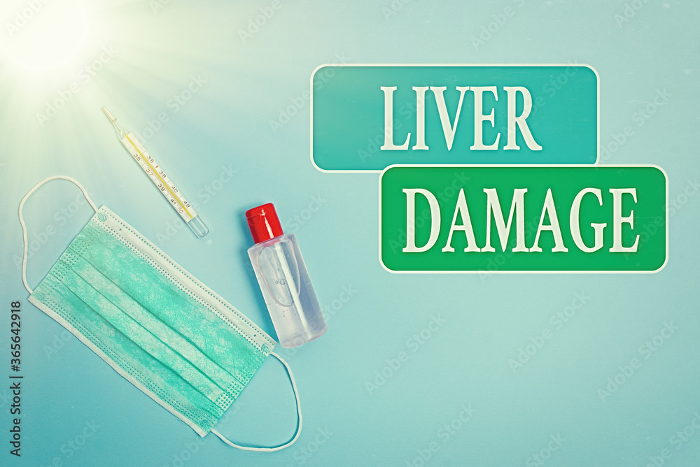 Writing note showing Liver Damage. Business concept for any disorder of ...