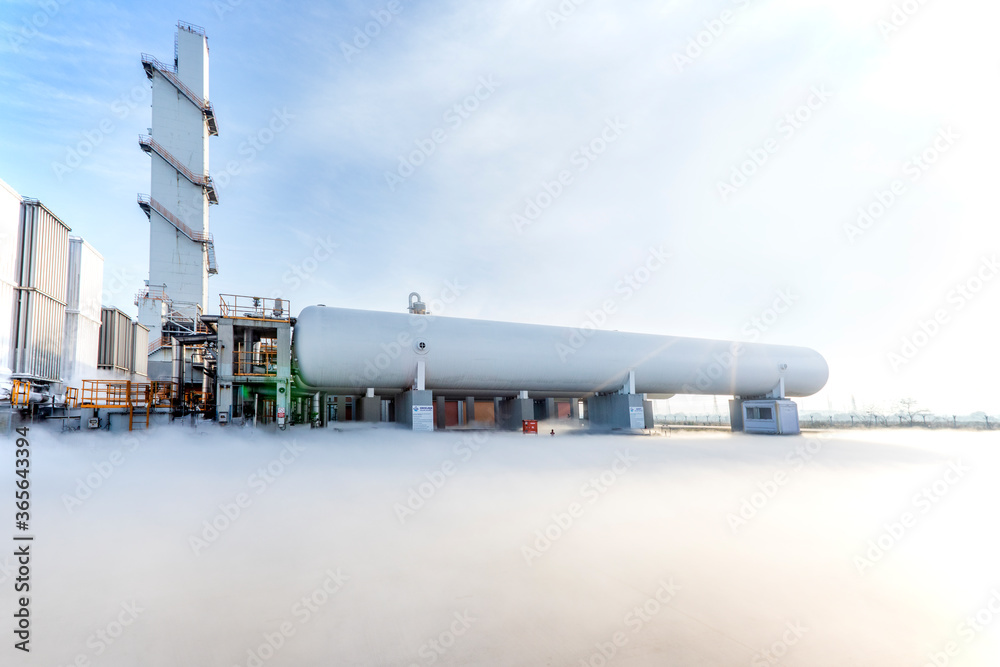 View of the large high pressure horizontal chemical (liquid nitrogen ...