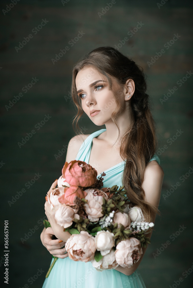 Thinking sensual woman portrait. Woman with long hair thinking calmly ...