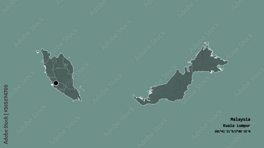 Negeri Sembilan, state of Malaysia, with its capital, localized ...