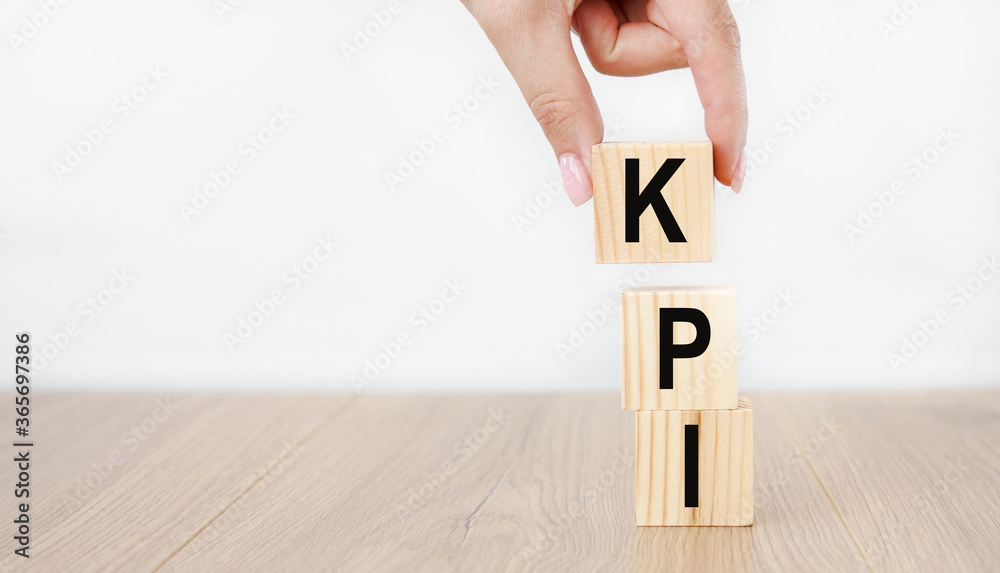 Business Concept KPI Stack of wooden blocks with letters, KPI KEY ...