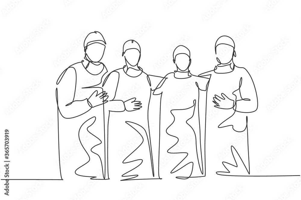 Single continuous single line drawing group of surgeon doctors standing ...
