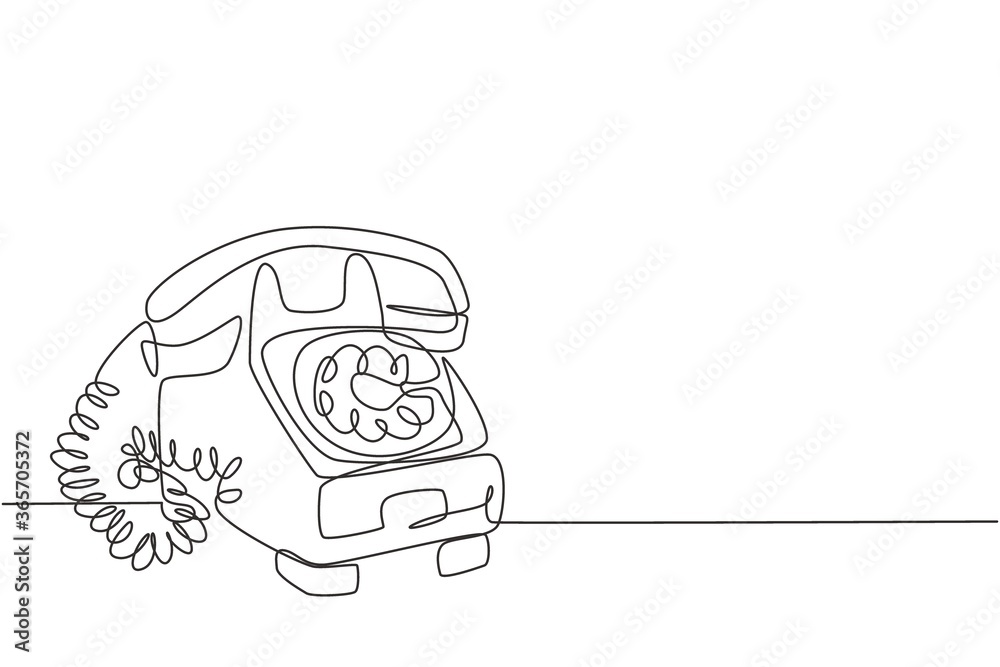 One continuous line drawing of old vintage antique analog desk ...