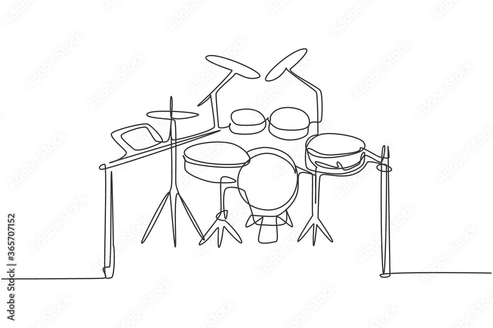 Continuous single line drawing of electronic drum band set. Modern ...