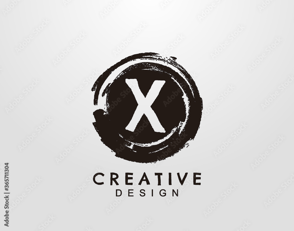Letter X Logo With Circle Grunge Splatter Element. Retro logo design ...