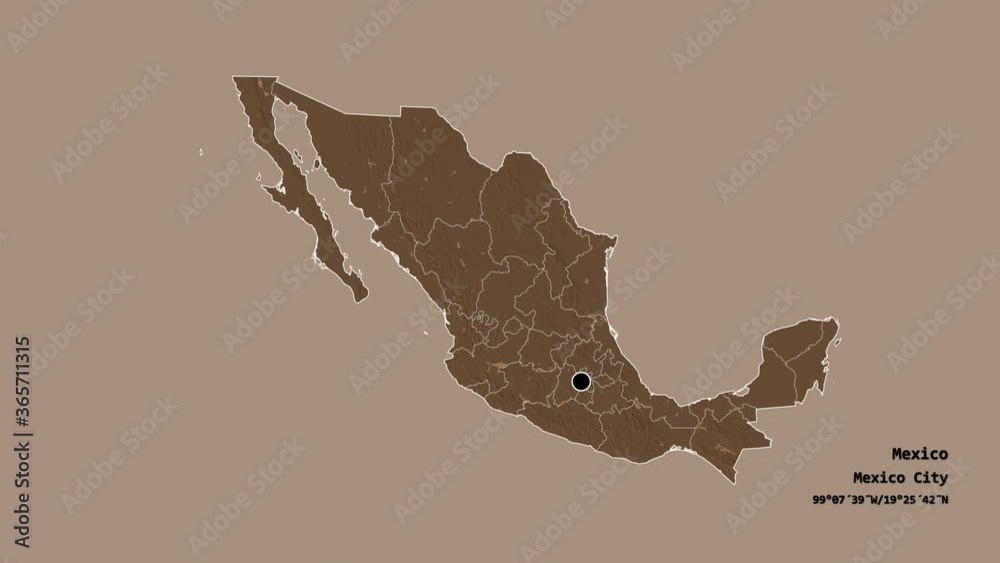 Querétaro, state of Mexico, with its capital, localized, outlined and ...