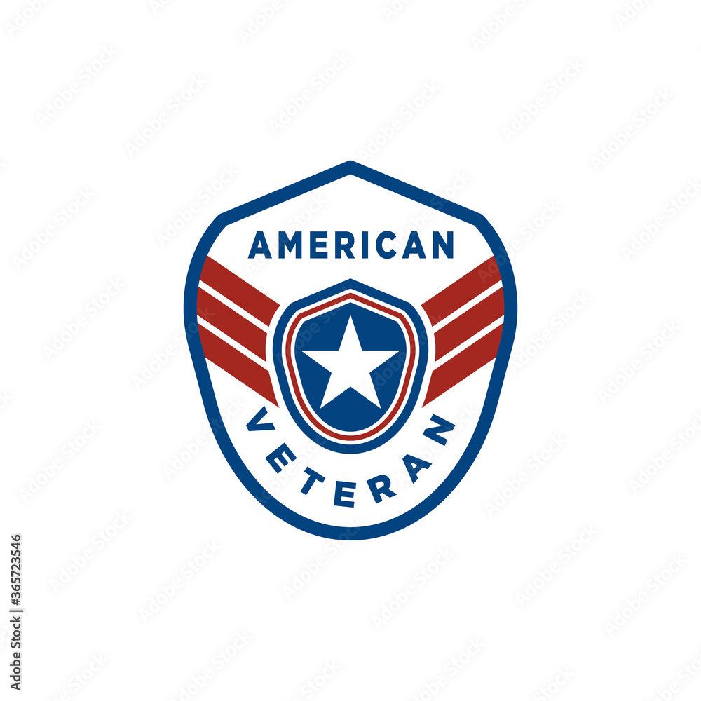 simple emblem american veteran shield patriotic national logo design ...