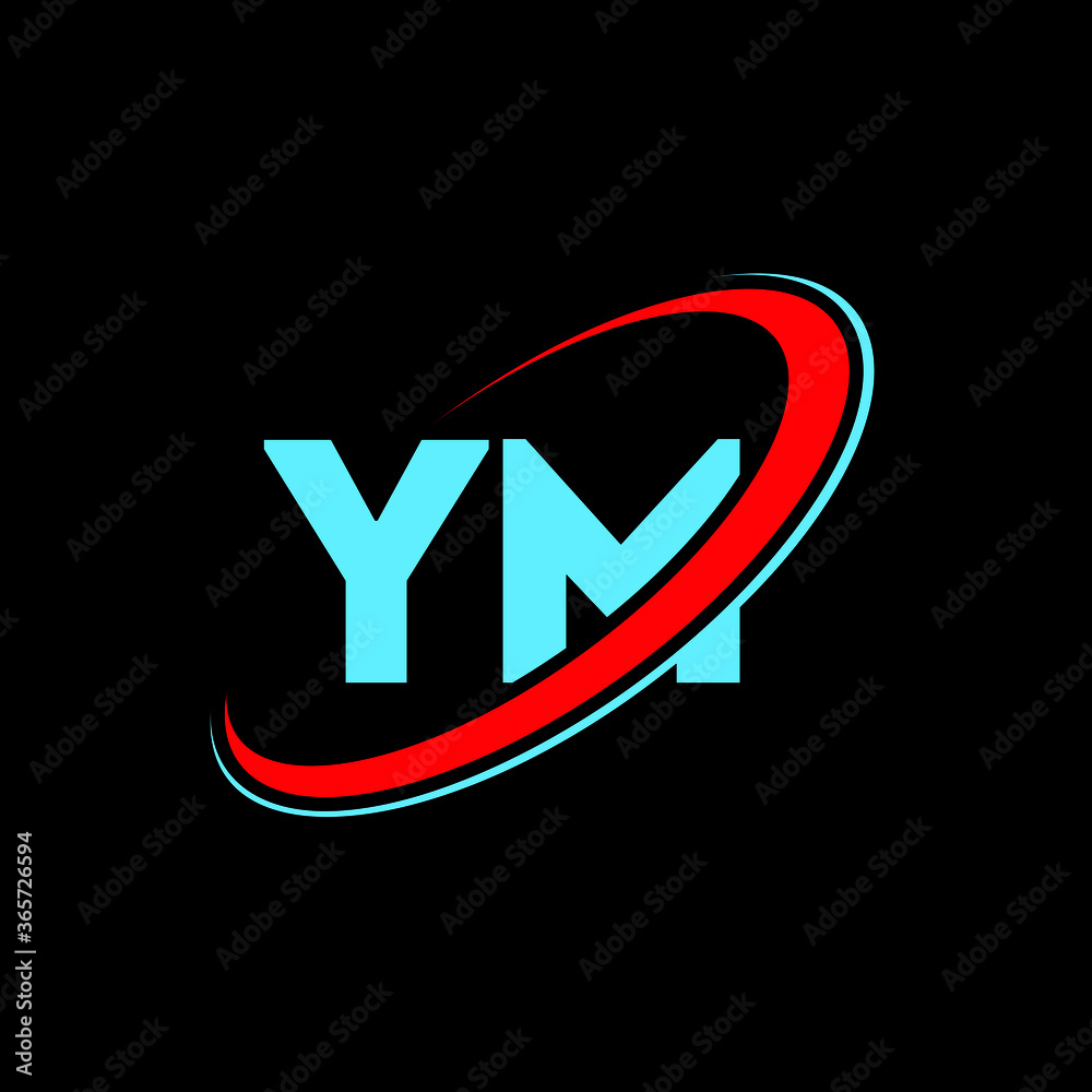 YM Y M letter logo design. Initial letter YM linked circle uppercase ...