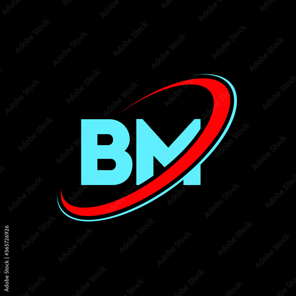 BM B M letter logo design. Initial letter BM linked circle uppercase ...