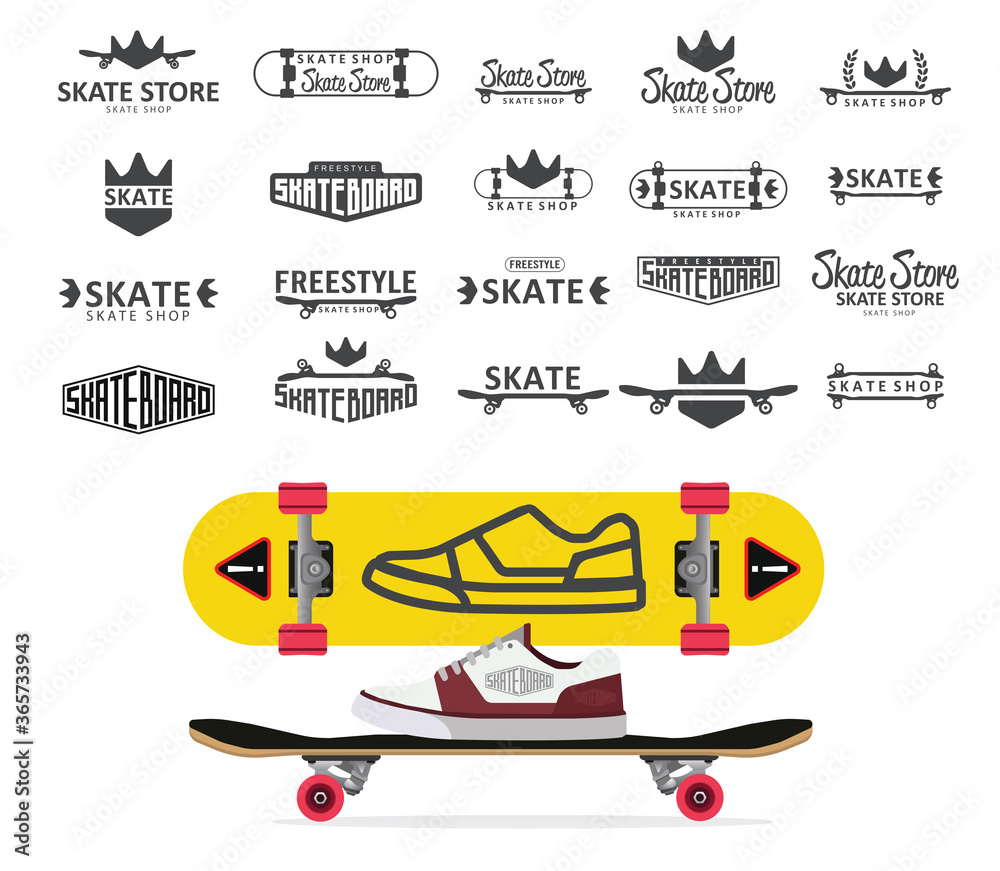Skateboard logo collection (set of 45 different skateboard logos Use ...