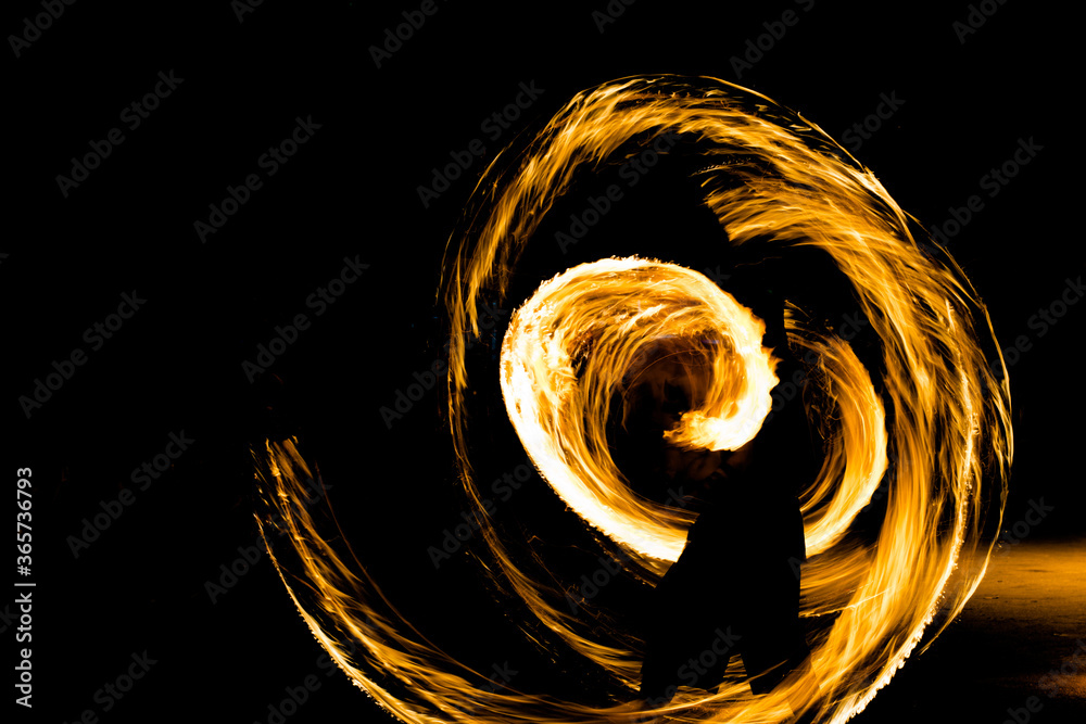 Amazing traditional fire dancing show at night in Thailand Stock Photo ...