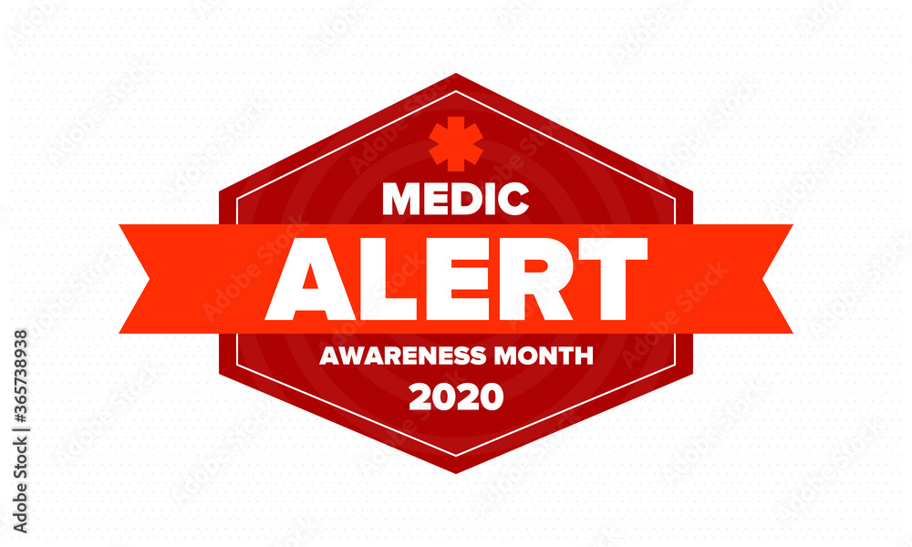 Medic Alert Awareness Month in August. Medical bracelets. First aid ...