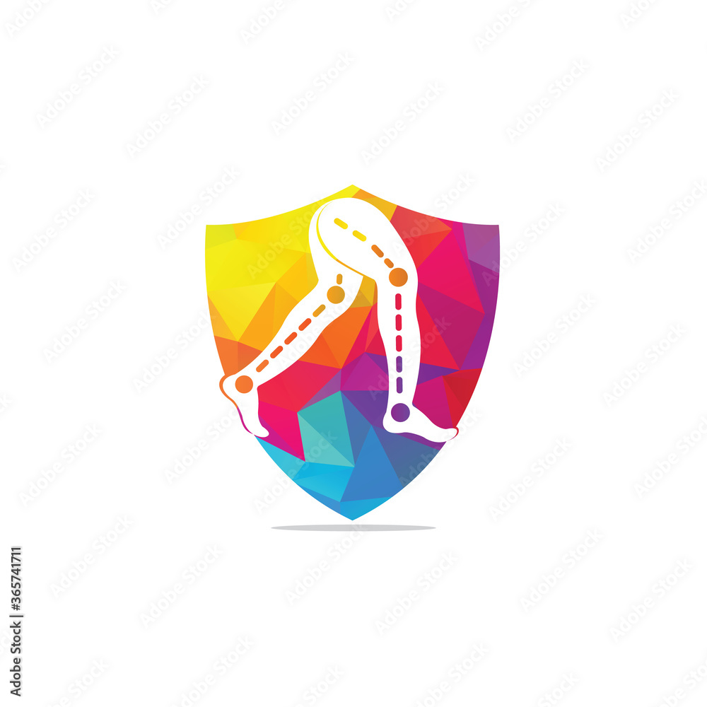 Prosthetic Leg Logo Template Design inside a shield. Orthopedic and ...