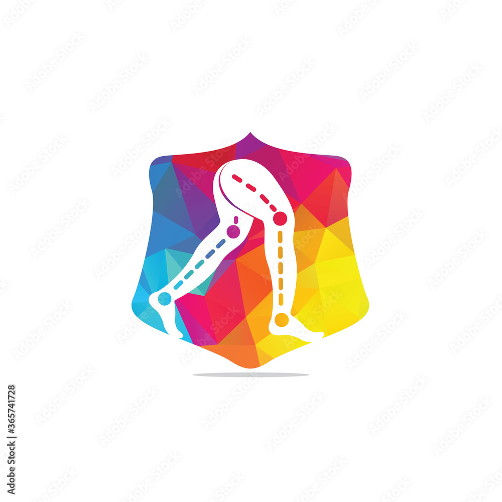 Prosthetic Leg Logo Template Design inside a shield. Orthopedic and ...