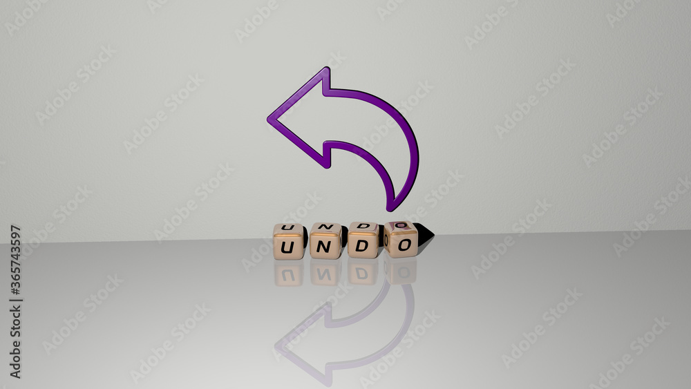 3D representation of UNDO with icon on the wall and text arranged by ...