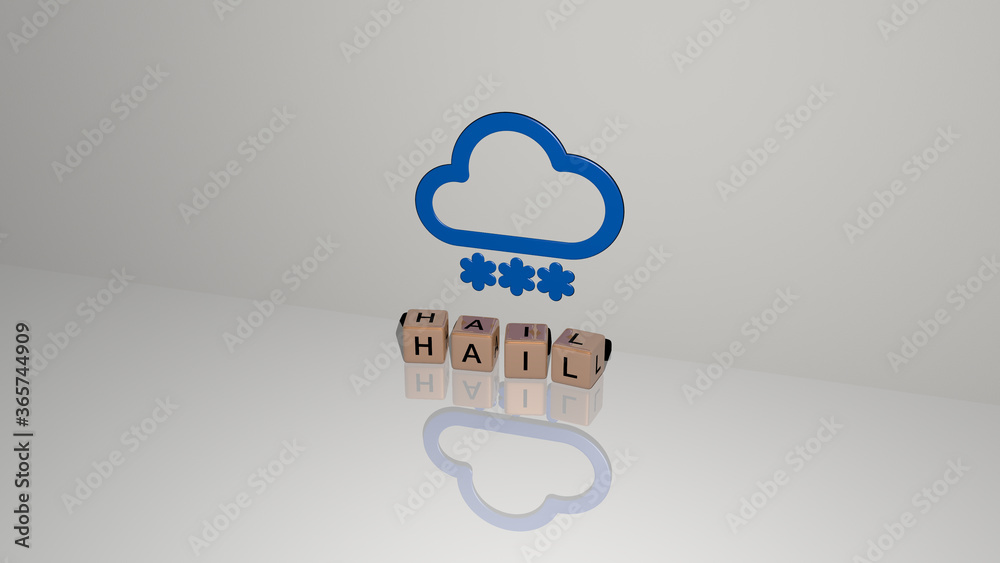 3D graphical image of HAIL vertically along with text built by metallic ...