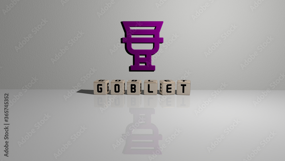 3D representation of GOBLET with icon on the wall and text arranged by ...