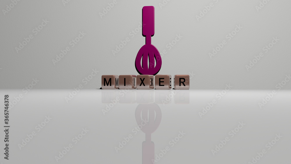 3D graphical image of mixer vertically along with text built by ...