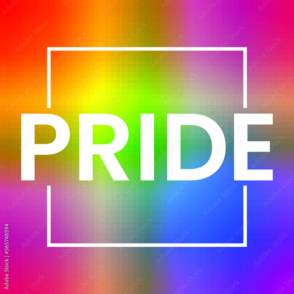 Vecteur Stock Pride lettering inscription white on rainbow background ...