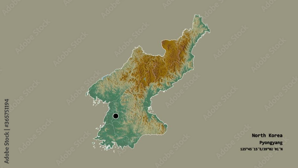 P'yŏngan-bukto, province of North Korea, with its capital, localized ...