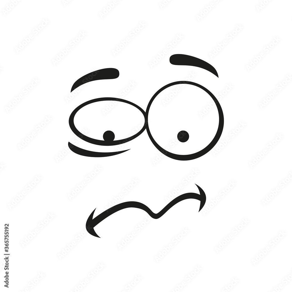 Upset emoticon isolated troubled emoji. Vector disturbed anxious ...