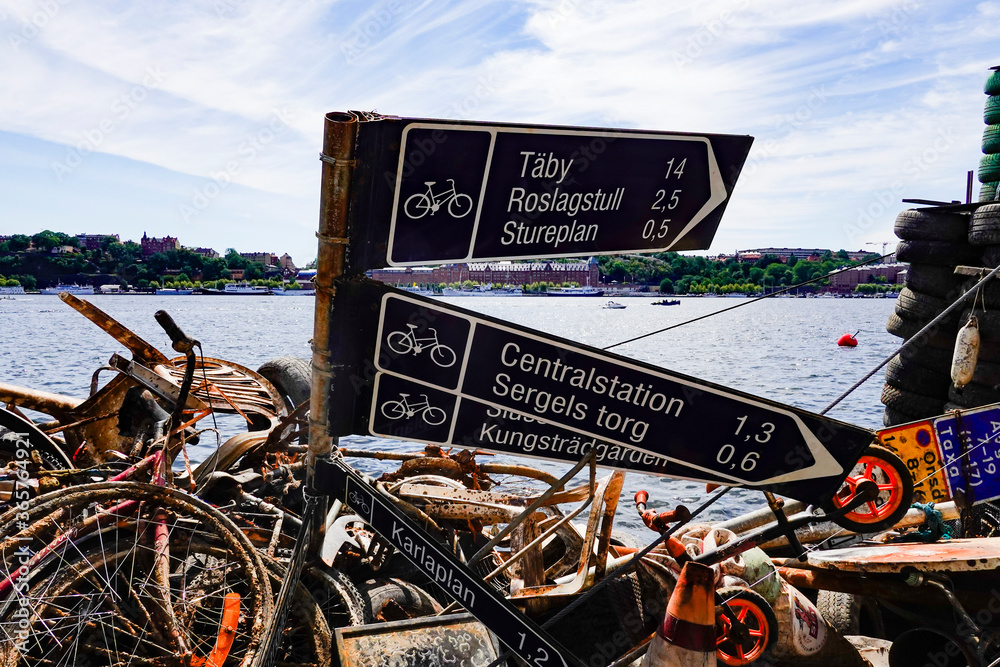 Stockholm, Sweden Trash pulled up from the bottom of Lake Malaren and ...