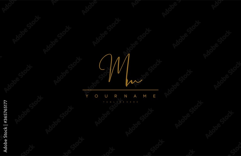 Mm Letter Manual Elegant Minimal Signature Logo Stock Vector | Adobe Stock