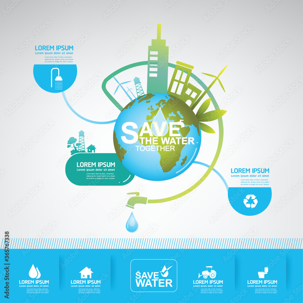 Save Water Vector Concept Water is Life Stock Vector | Adobe Stock