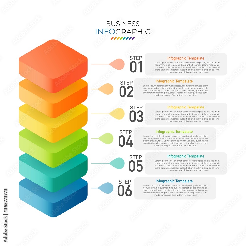 Isometric Infographic design with 6 options leves or steps ...