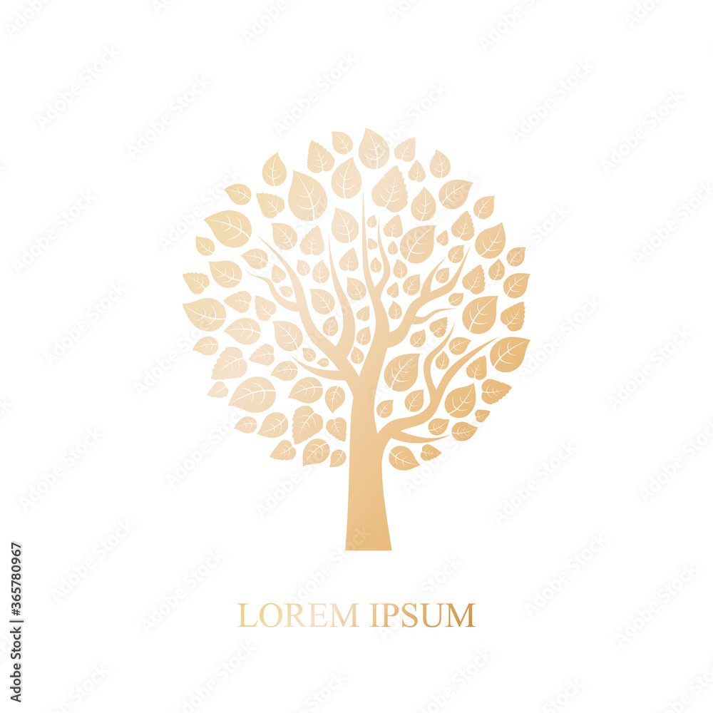 Vector gold tree logo company isolated on white background. Stock ...