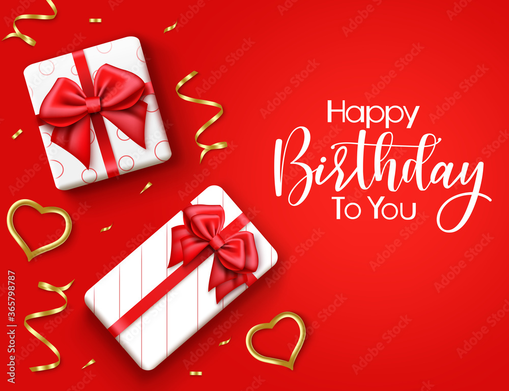 Happy birthday in red background vector greeting. Happy birthday text ...
