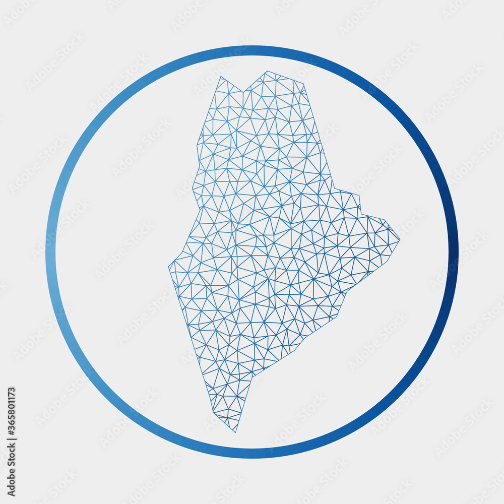 Maine icon. Network map of the us state. Round Maine sign with gradient ...