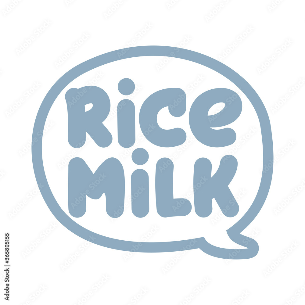 Rice Milk - label. Handwritten calligraphy: restaurant, cafe menu ...