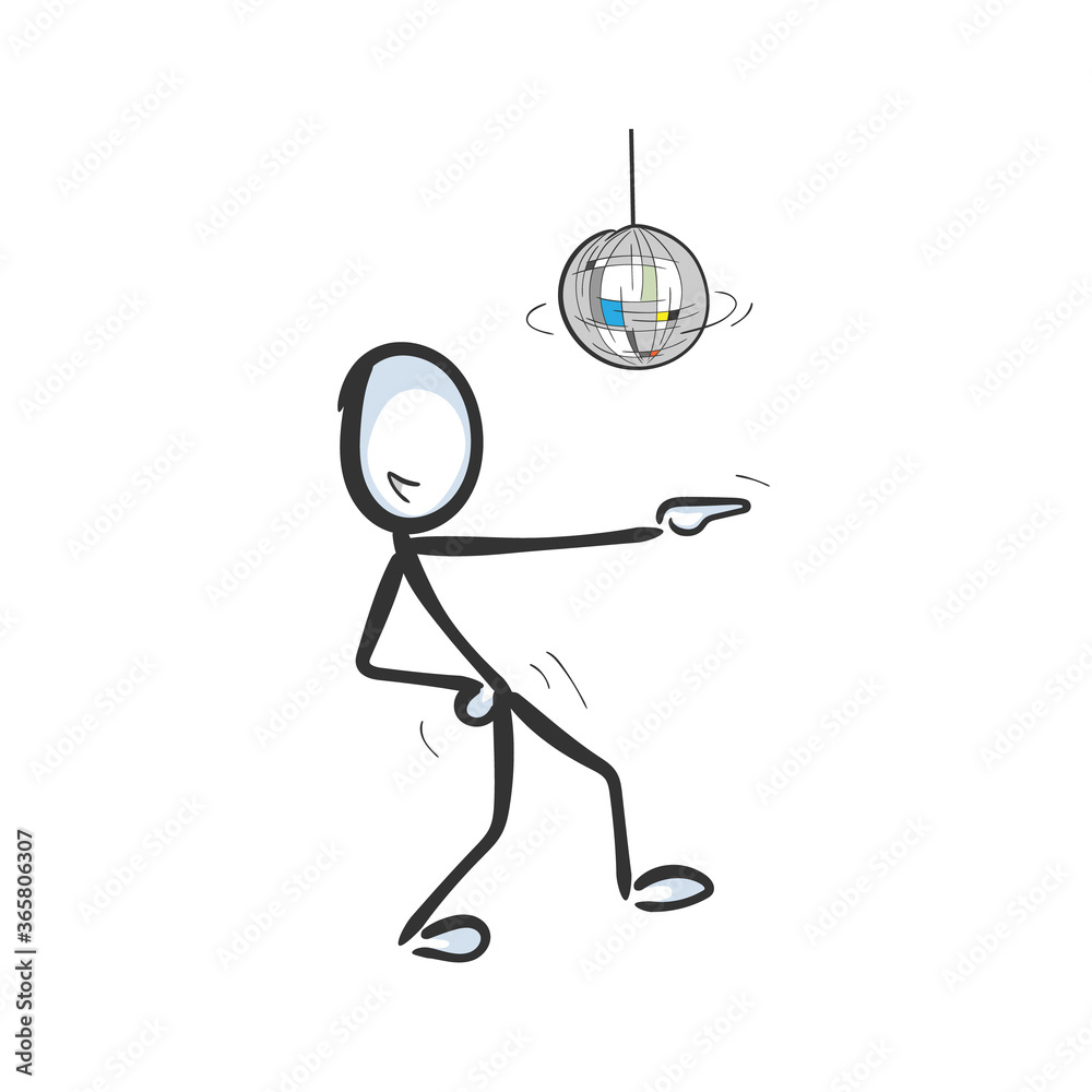 Dancing party having fun. Vector simple Disco ball. Retro dance ...