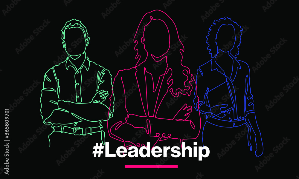 Corporate modern business people leaders in one single line stroke ...
