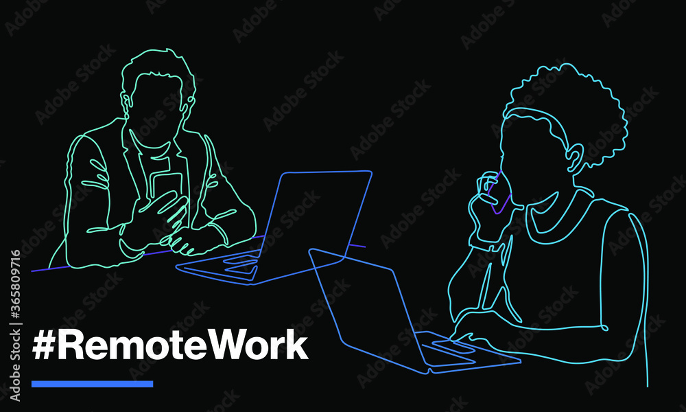Corporate modern business people team remote working with laptops ...