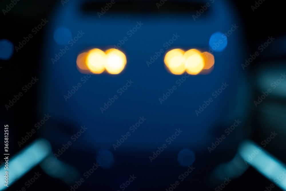 Bokeh of high-speed train's locomotive's headlight. Stock Photo | Adobe ...