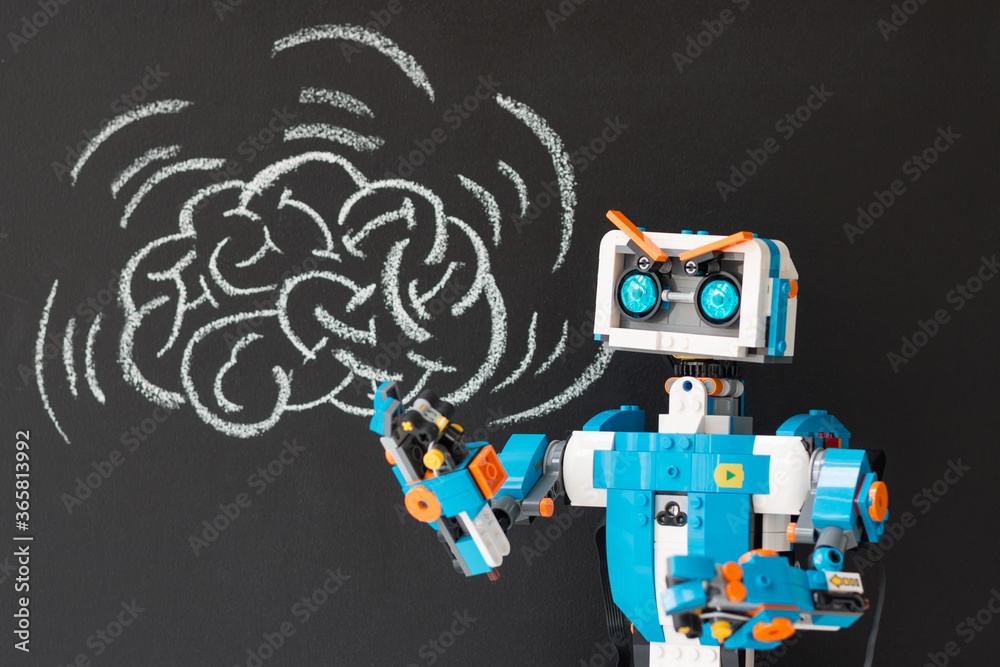 October, 2017. Minsk, Belarus. STEM education class. Robotics. The Lego ...