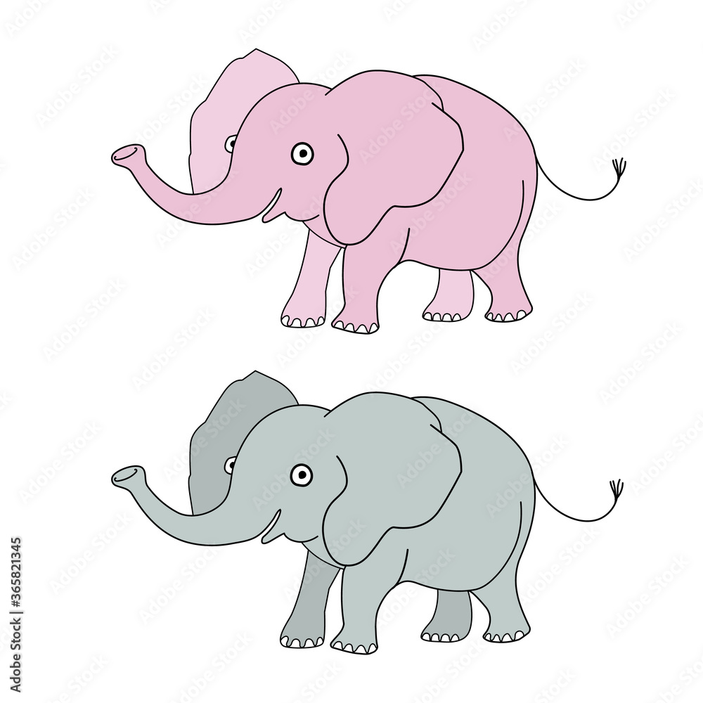 Gray And Pink Elephant Clipart