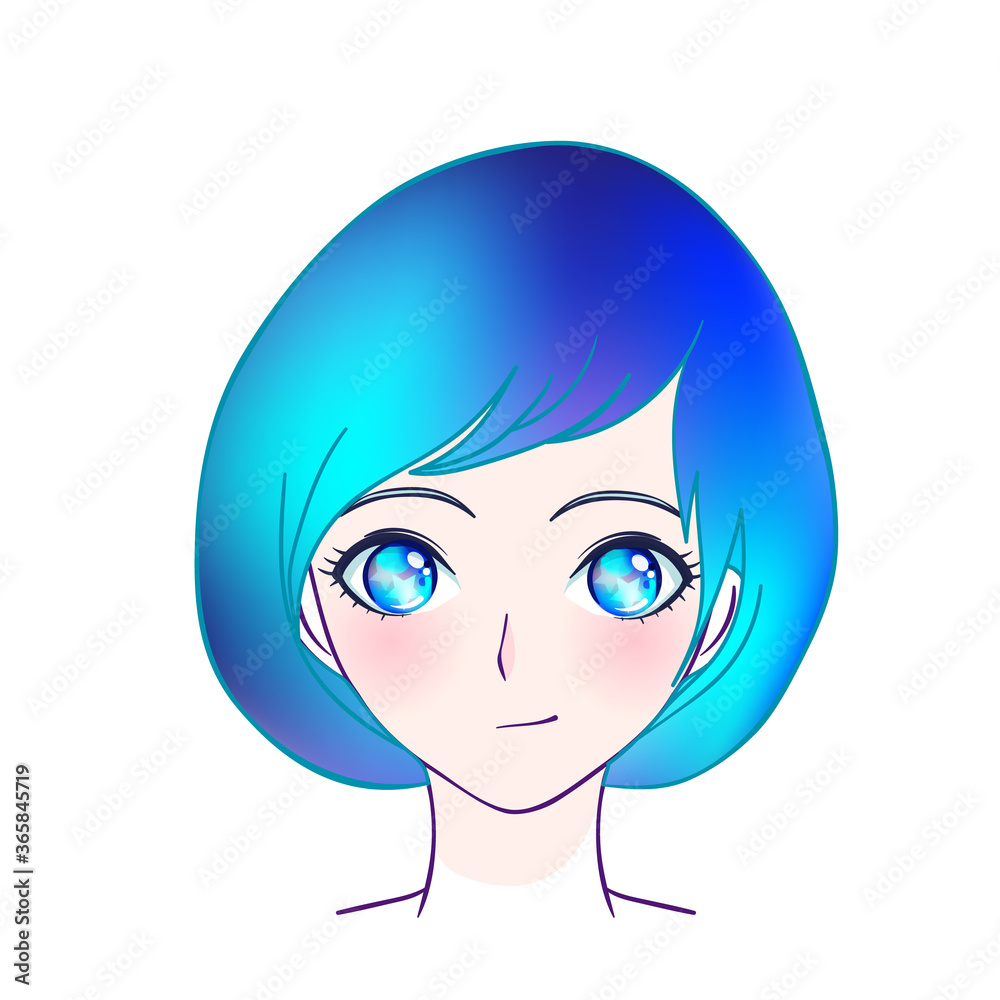 Manga face. Colorful eyes in anime style with shiny light reflections ...