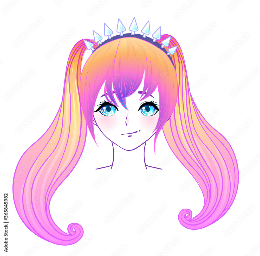 Manga face. Colorful eyes in anime style with shiny light reflections ...