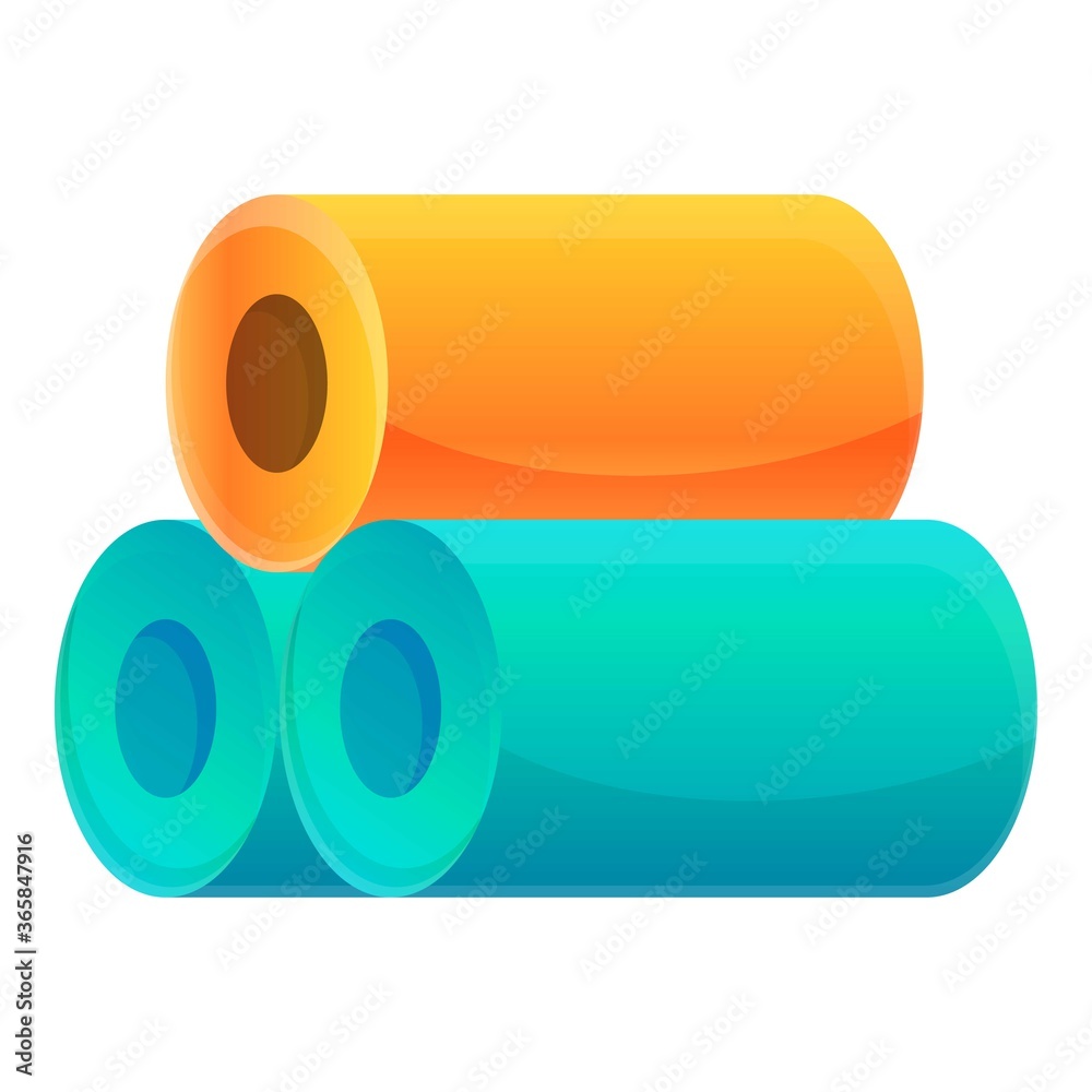 Textile production fiber rolls icon. Cartoon of textile production ...