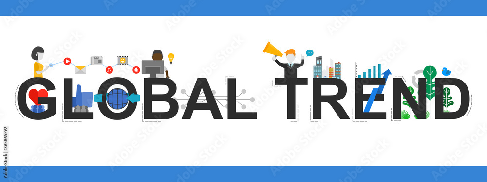 The vector banner of Global trend with minimal vector. Creative flat ...