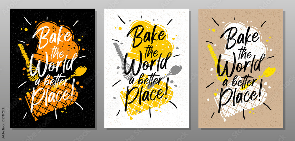 Bake, world better quote food poster. Cooking, culinary, kitchen, print ...