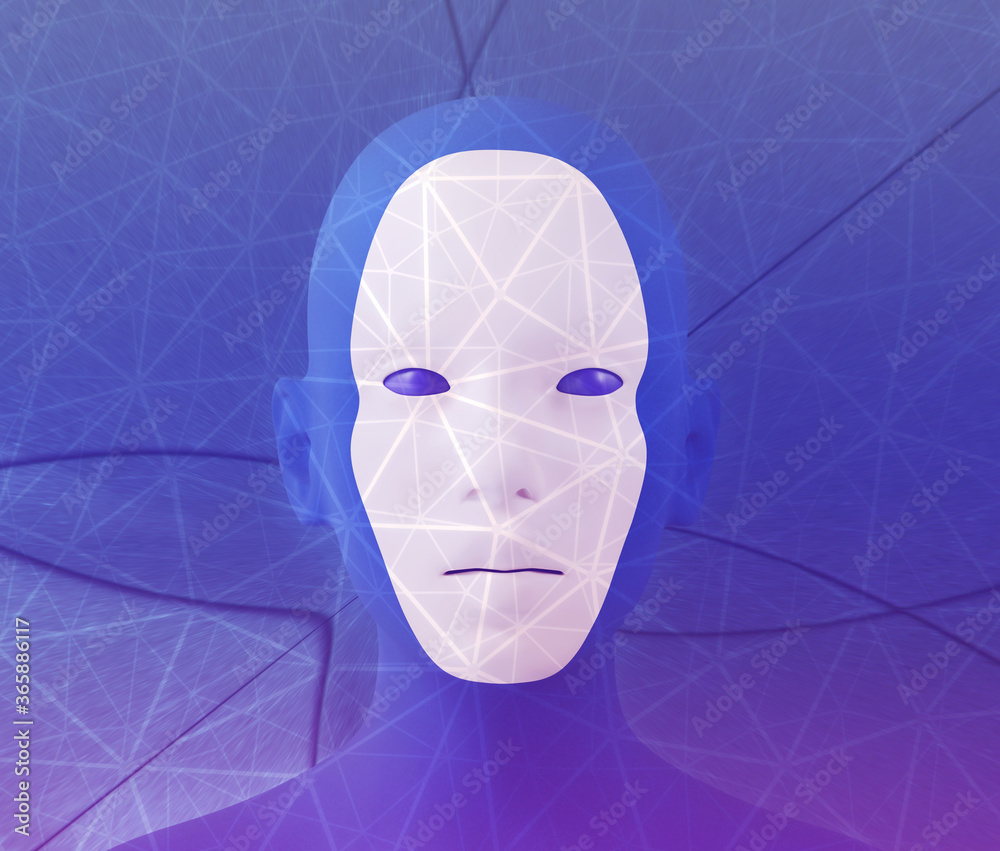 Robot face, futuristic background, hi-tech concept. Artificial ...